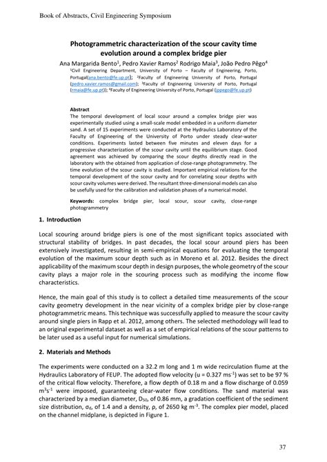 Pdf Photogrammetric Characterization Of The Scour Cavity Time Evolution Around A Complex