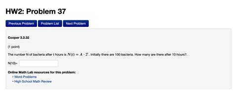 Solved Hw2 Problem 37 Previous Problem Problem List Next
