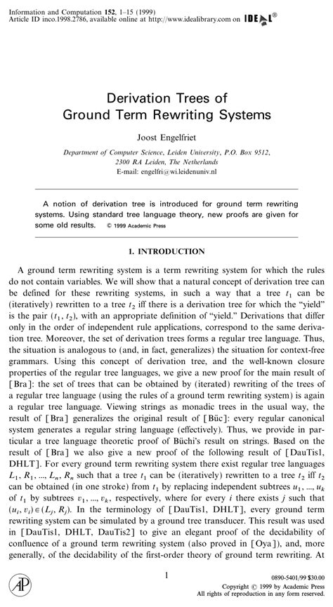 Pdf Derivation Trees Of Ground Term Rewriting Systems