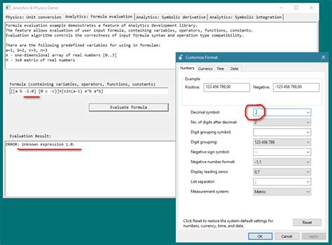 How Do I Correctly Set The Decimal Separator For The Analytics Engine TMS Analytics Physics