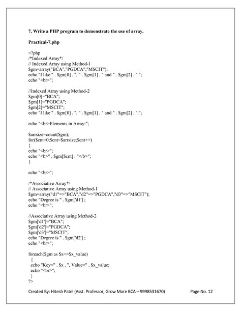 Bca Sem 6 Php Practicals 1to12 Pdf