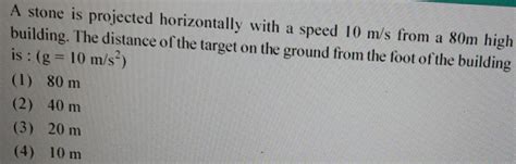 [answered] A Stone Is Projected Horizontally With A Speed 10 M S From A Kunduz