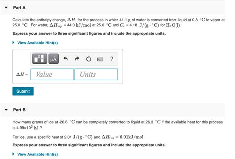 Solved Part A Calculate The Enthalpy Change AH For The Chegg