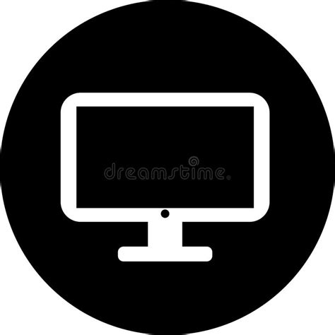 Black And White Computer Icon Icon With Computer Monitor Stock Vector