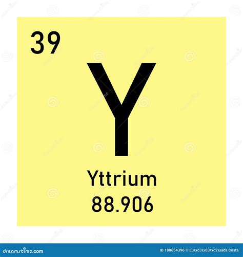 Yttrium Chemical Element Icon Mendeleev Table Black And White Periodic Symbol Vector