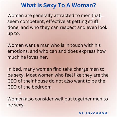 What Is Sexy To A Woman Dr Psych Mom
