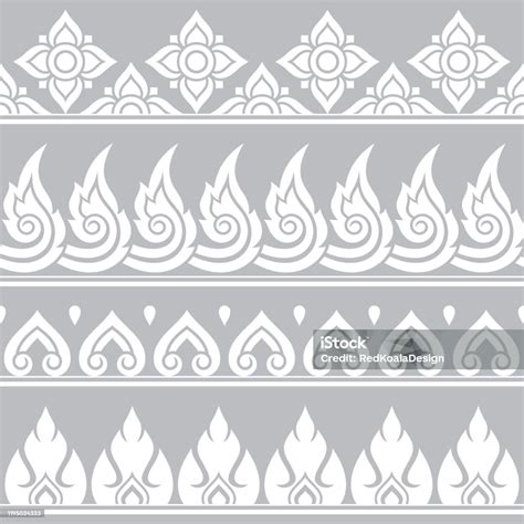 원활한 벡터 타이어 복고풍 패턴 태국에서 반복적 인 디자인 회색과 흰색 민속 예술 스타일 0명에 대한 스톡 벡터 아트 및 기타 이미지 Istock