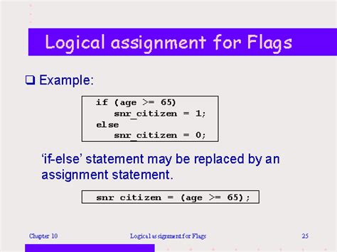 Logical Assignment For Flags Logical Assignment For Flags