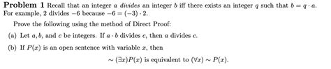 Solved Problem 1 ﻿recall That An Integer A Divides An