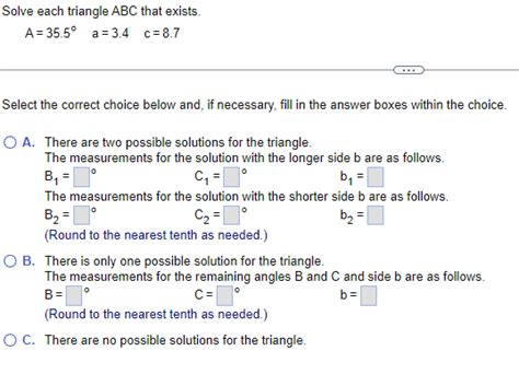 Solved Solve Each Triangle Abc That Exists