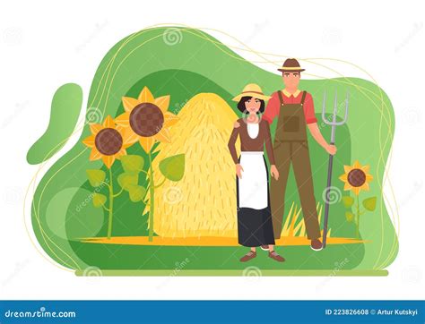 Farmer Couple With Pitchfork