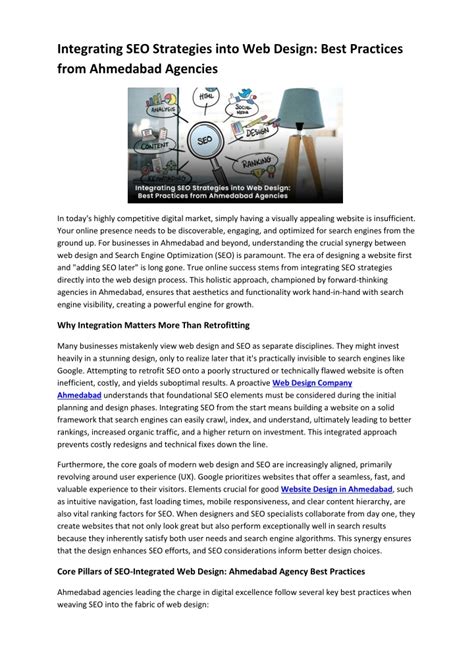 Ppt Integrating Seo Strategies Into Web Design Best Practices From Ahmedabad Agencies