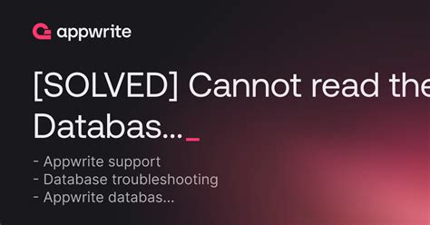 Solved Cannot Read The Database Threads Appwrite