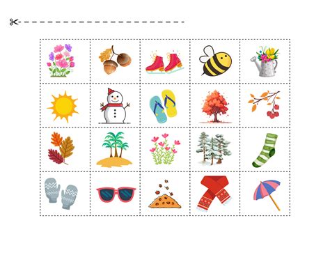 Four Seasons Sorting Activity Cut And Paste Worksheets For Kindergarten