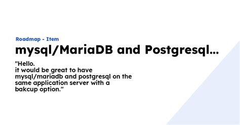 Mysqlmariadb And Postgresql On The Same Server Ploi Roadmap