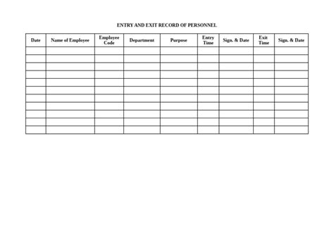 Entry And Exit Log Pdf