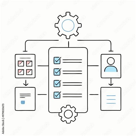 Workflow Diagram With Checklists Documents And User Icons In A Modern Flat Design Stock Vector