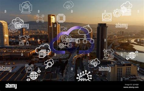 Cloud Computing Diagram Network Data Storage Technology Service Stock