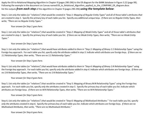 Solved Apply The Er To Relational Ivlapping Algorithm In