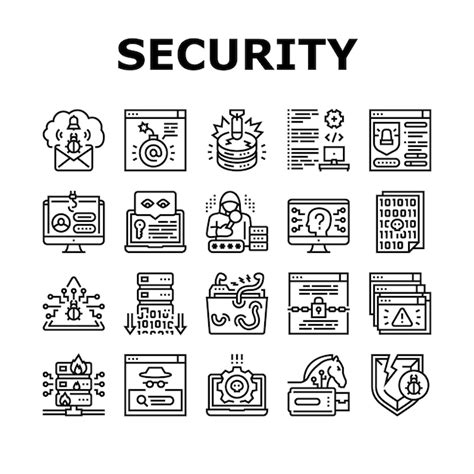 Premium Vector Cyber Security System Technology Icons Set Vector