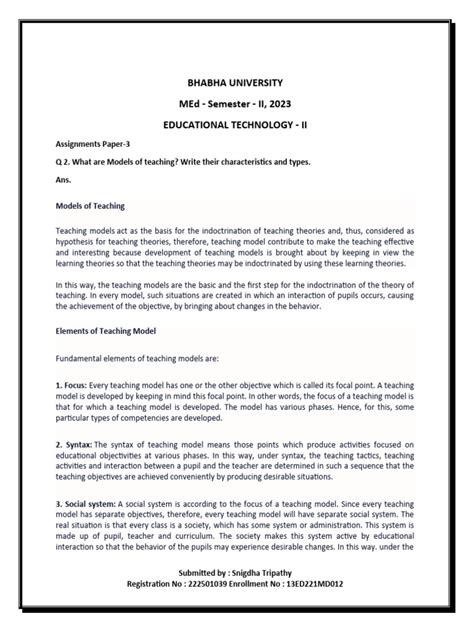 Assignment Papers 3 Semister Ii Pdf Distance Education Teachers