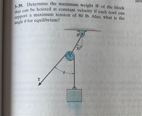 Solved Determine The Maximum Weight W Of The Block Chegg