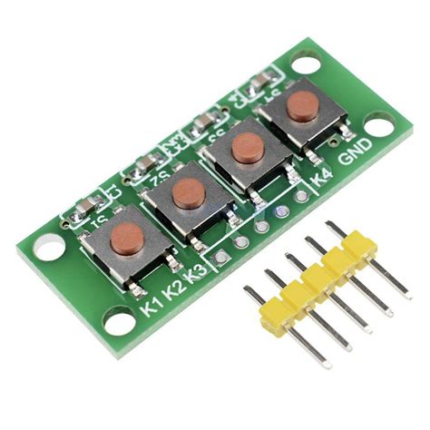 10pcs 1x4 4 Keys Button 5 Pin Keypad Keyboard Module Mcu Board For