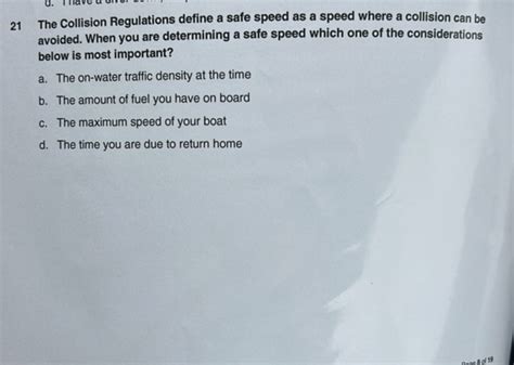 21 The Collision Regulations Define A Safe Speed As A Speed Where A Collision Can Be Avoided