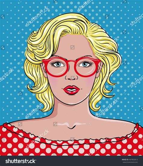 Pop Art Woman Glasses Woman Red Stock Vector Royalty Free 467855813