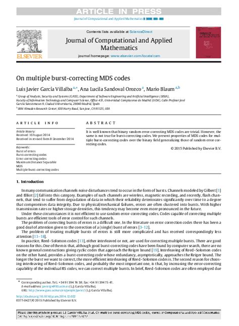 pdf on multiple burst correcting mds codes