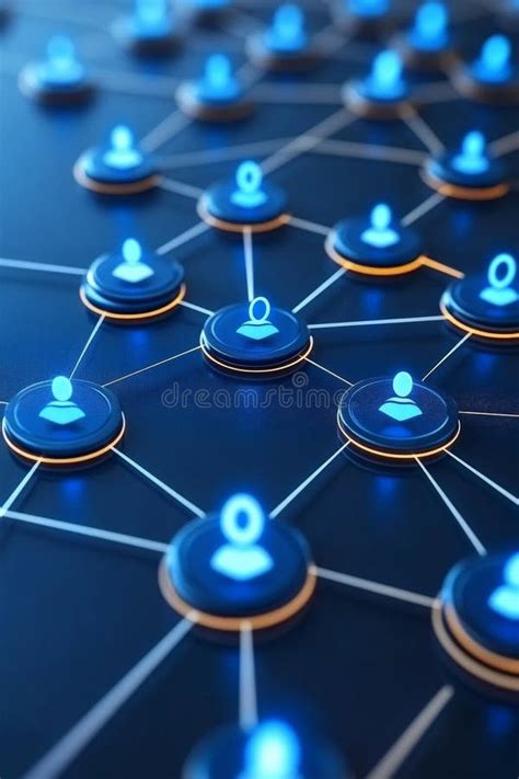 Interconnected Nodes Forming A Glowing Blue Network With Individual