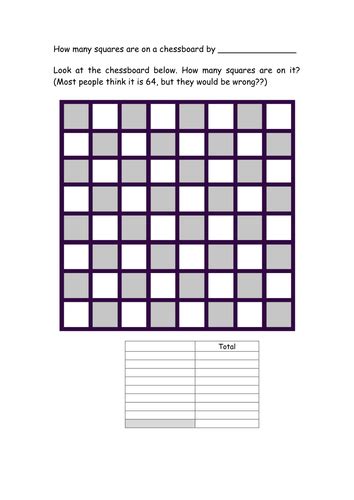 Maths Problem Solving Squares On Chessboard Teaching Resources