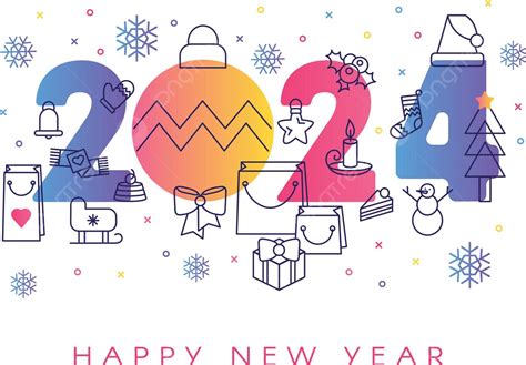 Happy 2024 New Year Horizontal A4 Banner Typography Inscription Brochure Vector Typography