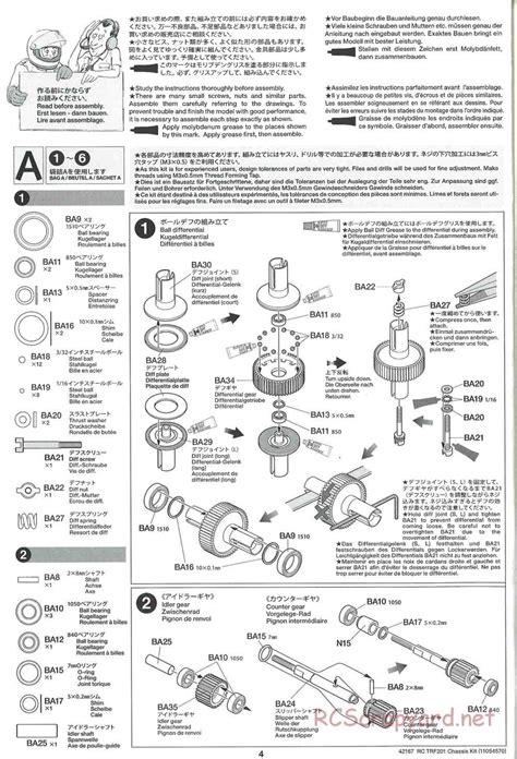 Tamiya 42167 Manual TRF201 Chassis RCScrapyard Radio Controlled Model Archive
