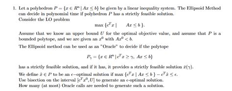 Let A Polyhedron P XRnAxb Be Given By A Linear Chegg