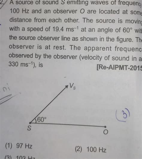 Answered A Source Of Sound S Emitting Waves Of Frequency 100 Hz And