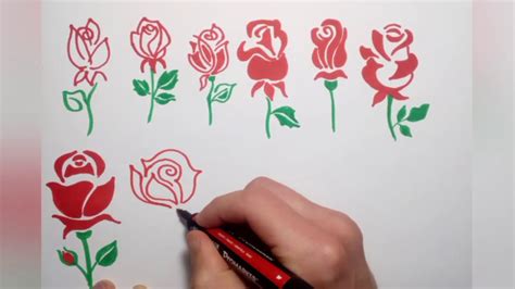 Как нарисовать розу маркерами Youtube