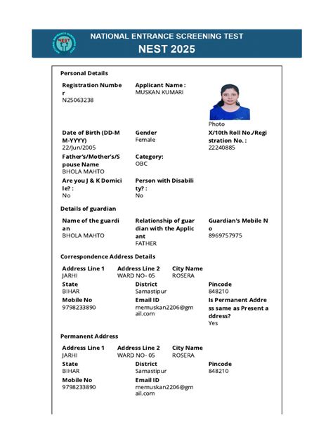 Nest Application Form 2025 Pdf