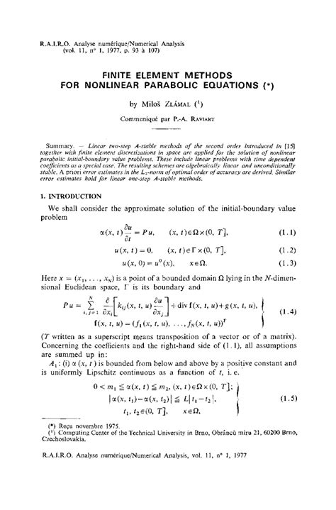 finite element methods for nonlinear parabolic equations esaim