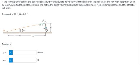 Solved If The Tennis Player Serves The Ball Horizontally Chegg Com