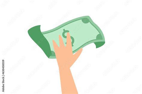Payment Method Vector Hand Holding Bank Note Vector Flat Design Of