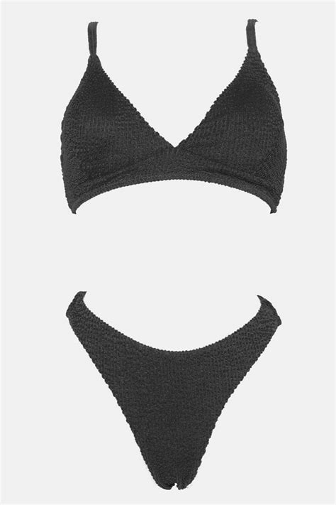 Crinkle V Neck Bralette High Cut Bikini Set Floralkini