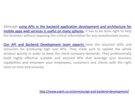 Ppt Api Development And Backend Development Called Web Services Development And Integration