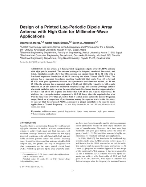 Pdf Design Of A Printed Log Periodic Dipole Array Antenna With High