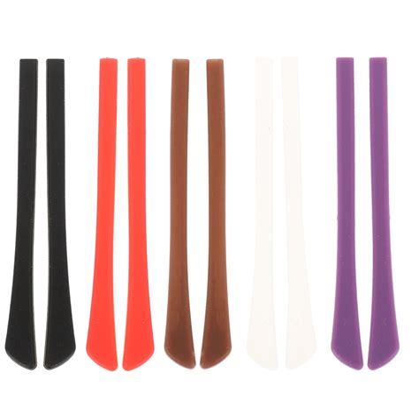 Abbageba 5 Pairs Silicone Eyeglass Temple Tips For Flat Thin Legs