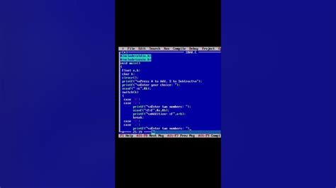 C Program To Calculate Addition And Subtraction Using Switch Case Youtube