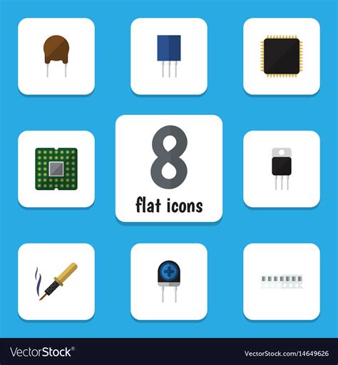 Flat Electronics Set Of Cpu Repair Receiver Vector Image