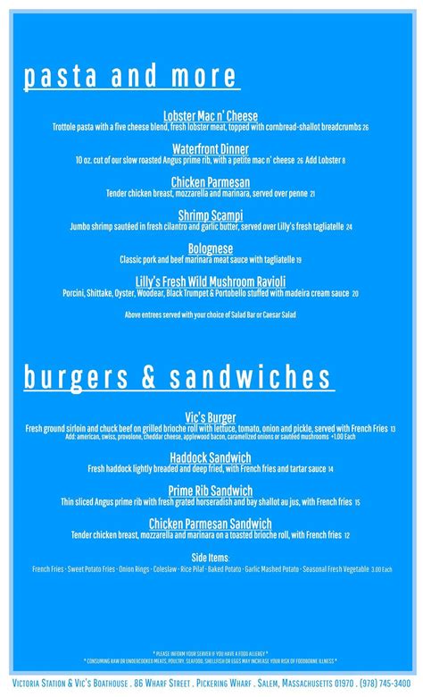 Menu At Victoria Station Restaurant Salem