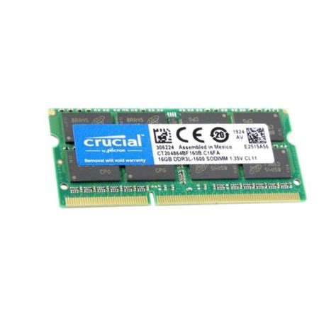 Crucial 16gb Ddr3l 1600mhz Pc3l 12800 204 Pin Sodimm Memory Ram