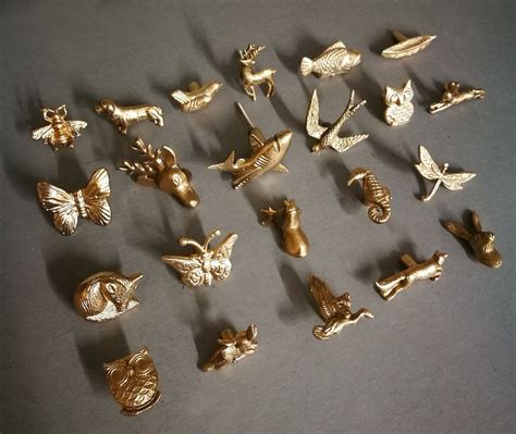 Gold Animal Cabinet Knobs Metal Brass Cupboard Door Handles Drawer